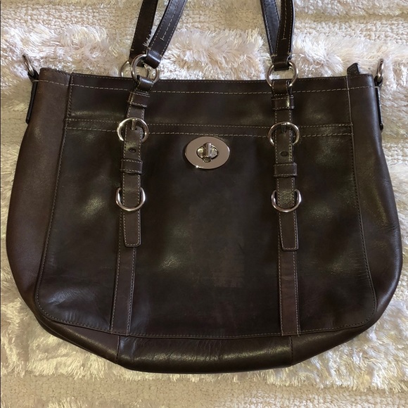 Coach | Bags | Coach Brown Leather Chelsea Tote With Turnlock | Poshmark
